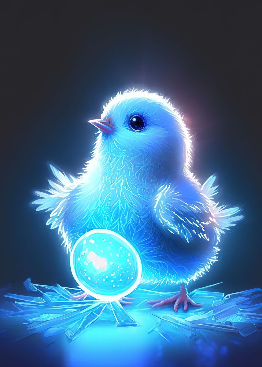 'glow chicken' Poster, picture, metal print, paint by King Kean | Displate