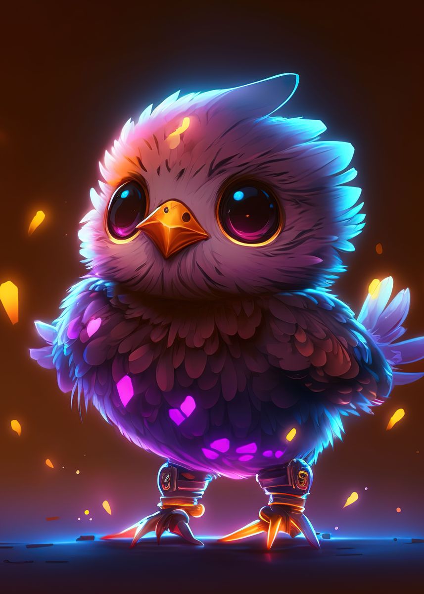 'glow chicken' Poster, picture, metal print, paint by King Kean | Displate