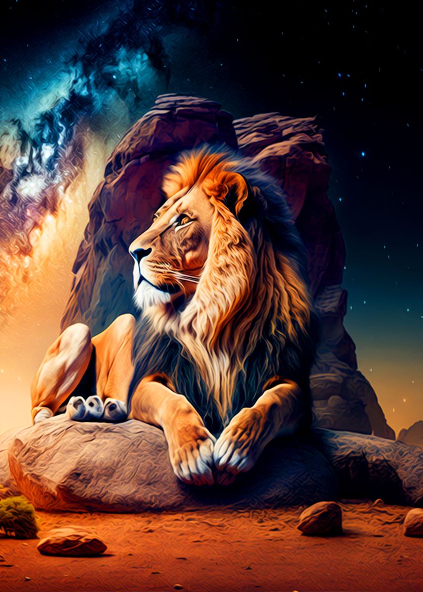 'Lion' Poster, picture, metal print, paint by Tiker Arts | Displate