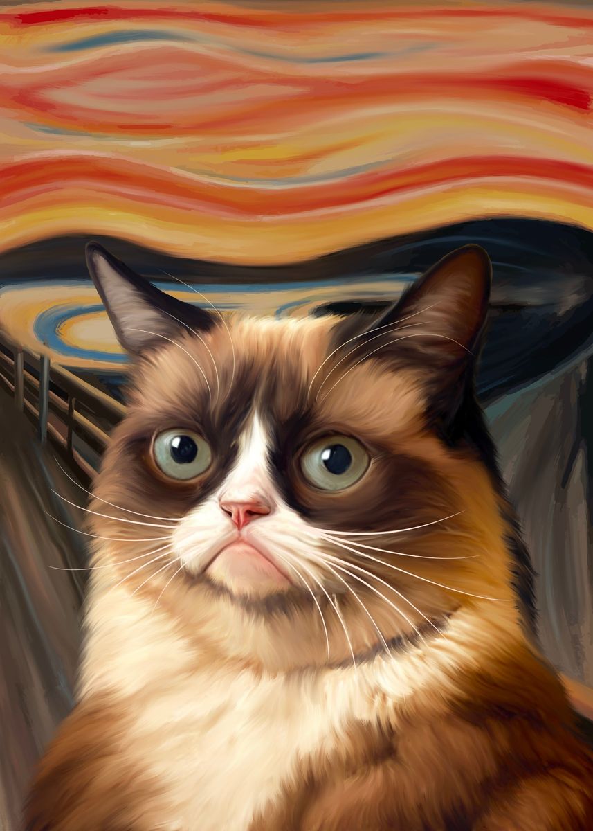 'The cat Scream' Poster, picture, metal print, paint by sinnois | Displate