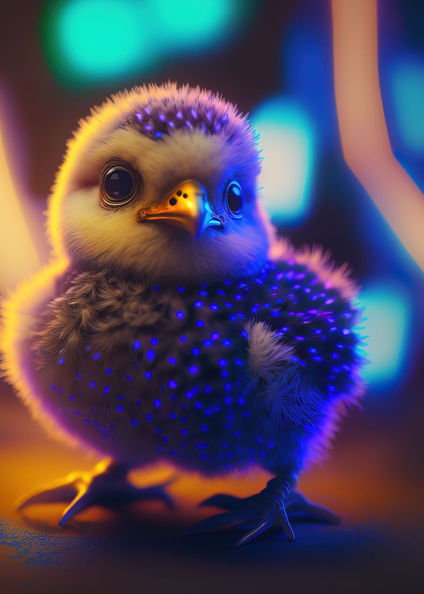 'glow chicken' Poster, picture, metal print, paint by King Kean | Displate