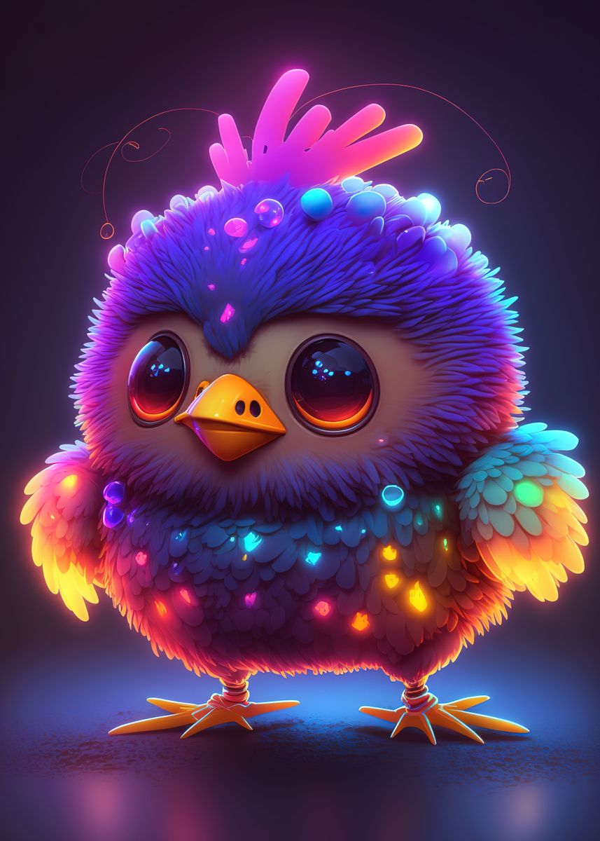 'glow chicken' Poster, picture, metal print, paint by King Kean | Displate