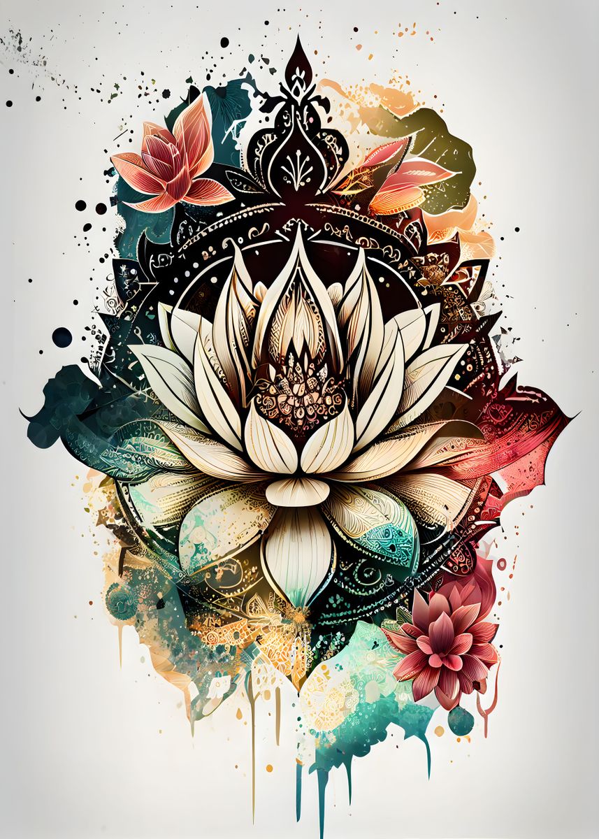 'Light Color Floral Mandala' Poster by Zanoozi Art Gallery | Displate