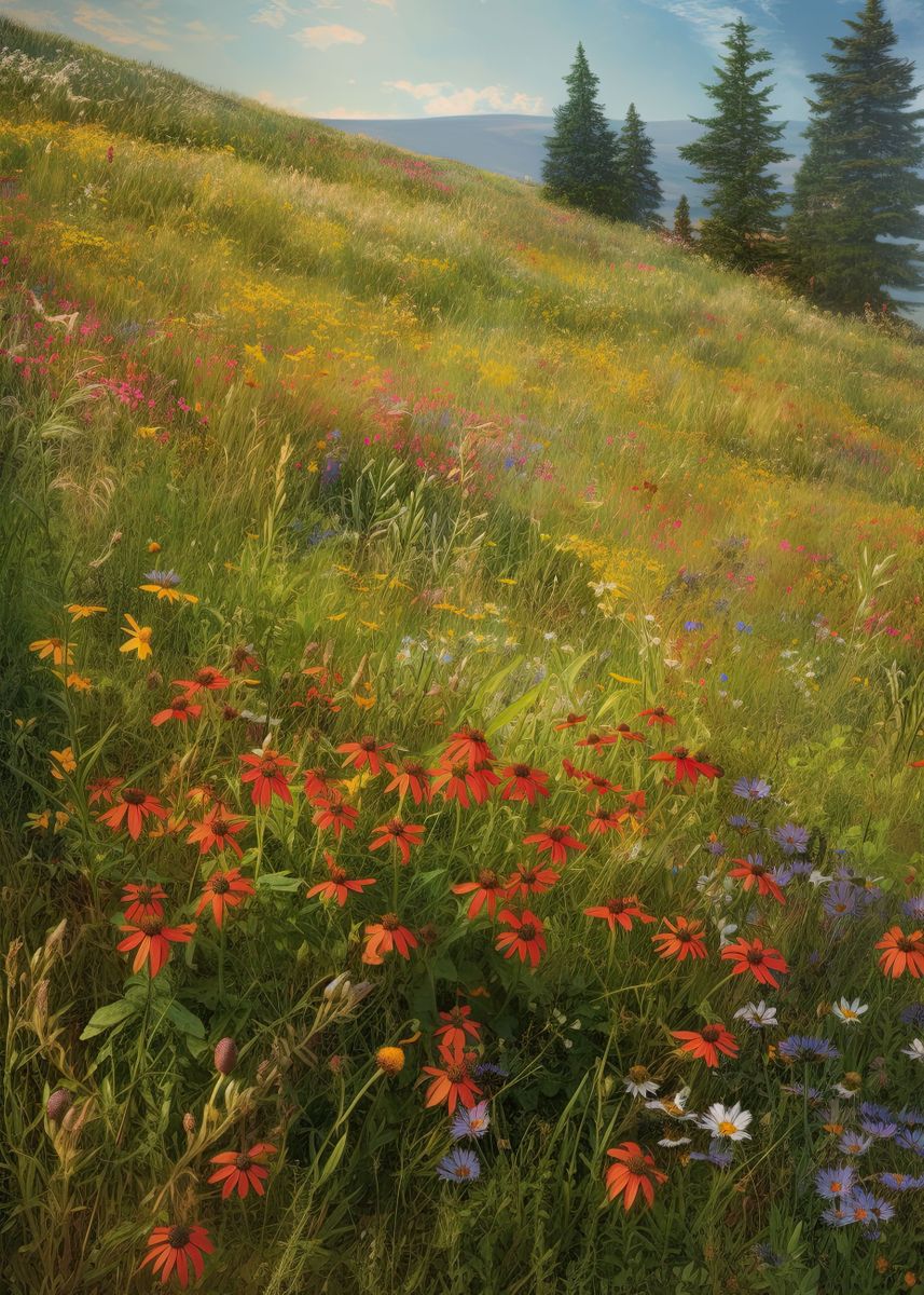'Wildflower Field' Poster, picture, metal print, paint by Morphic ...