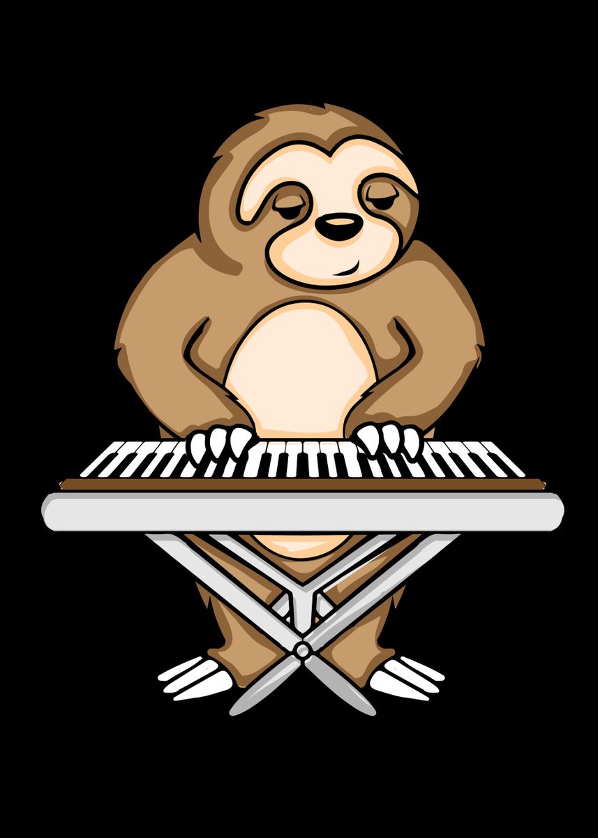 'Keyboard Piano Music Sloth' Poster, picture, metal print, paint by ...
