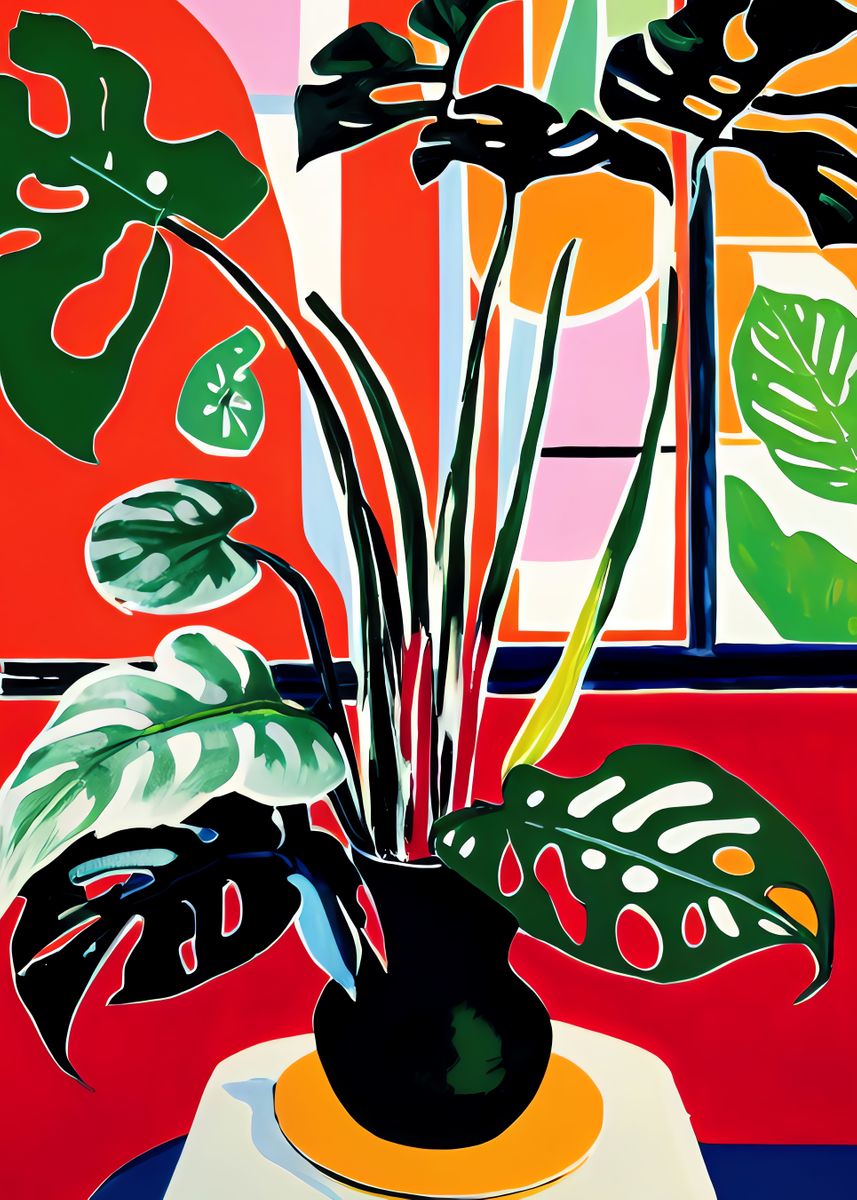 'Monstera Plant Wall Art' Poster, picture, metal print, paint by BluePinkPanther | Displate