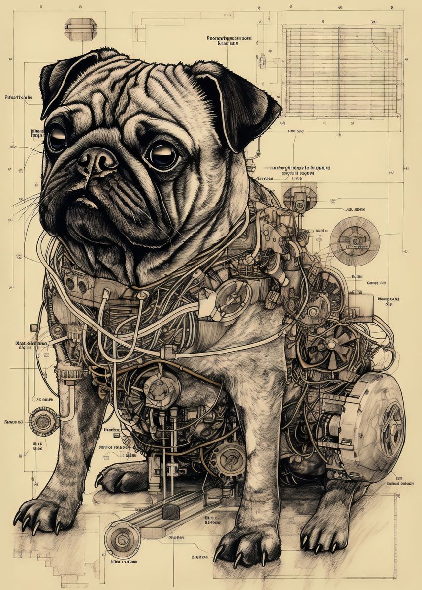 'Steampunk Diagram Animal' Poster, picture, metal print, paint by ...