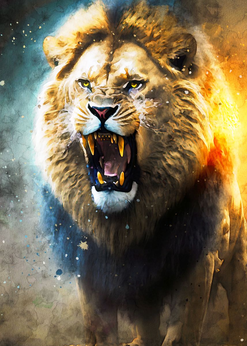 'Lion Painted Artwork' Poster, picture, metal print, paint by Art ...
