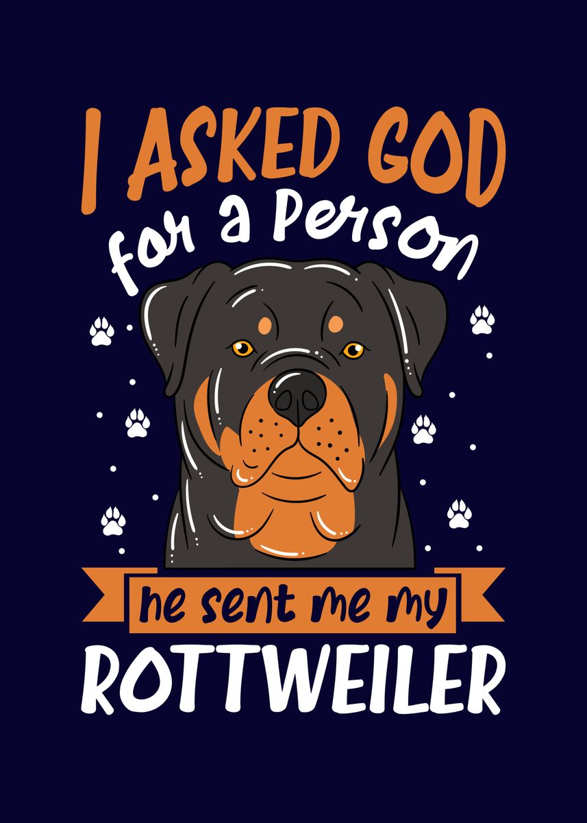 'Funny Rottweiler Dog' Poster, picture, metal print, paint by MzumO ...