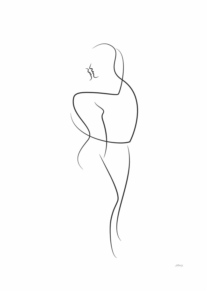 'Abstract embrace sketch' Poster, picture, metal print, paint by Siret ...