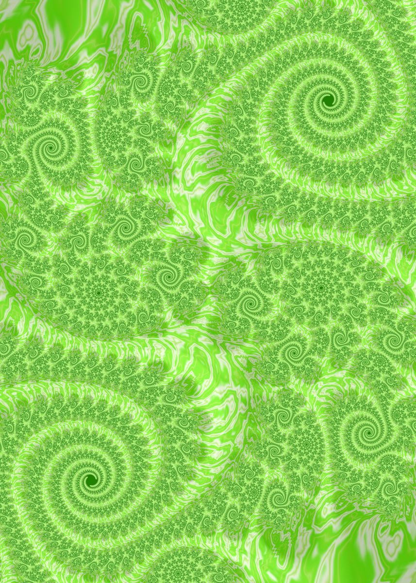 'Psychedelic Green Fractal' Poster, picture, metal print, paint by ...
