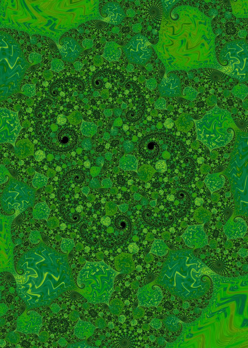 'Bold Trippy Green Fractal' Poster, picture, metal print, paint by ...