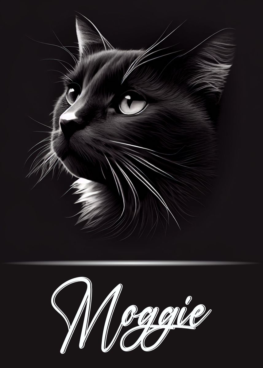 'Moggie Portrait' Poster, picture, metal print, paint by Artistic ...