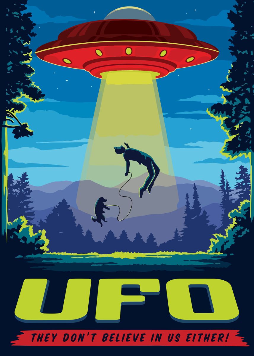 'ufo' Poster, picture, metal print, paint by Addolf Binecklli | Displate