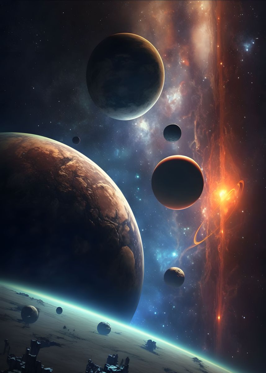 'All the Planets' Poster, picture, metal print, paint by ...