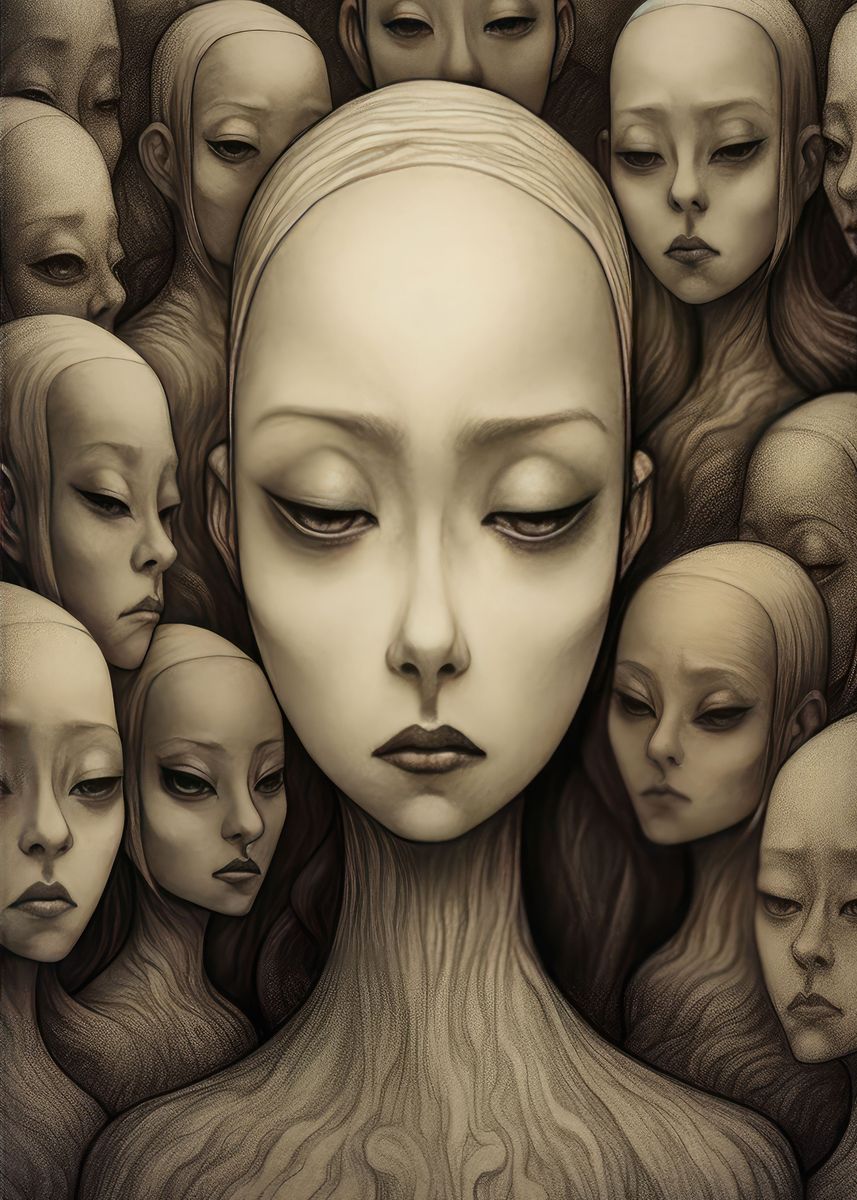 'Surrealist Womans Face' Poster, picture, metal print, paint by Cool ...