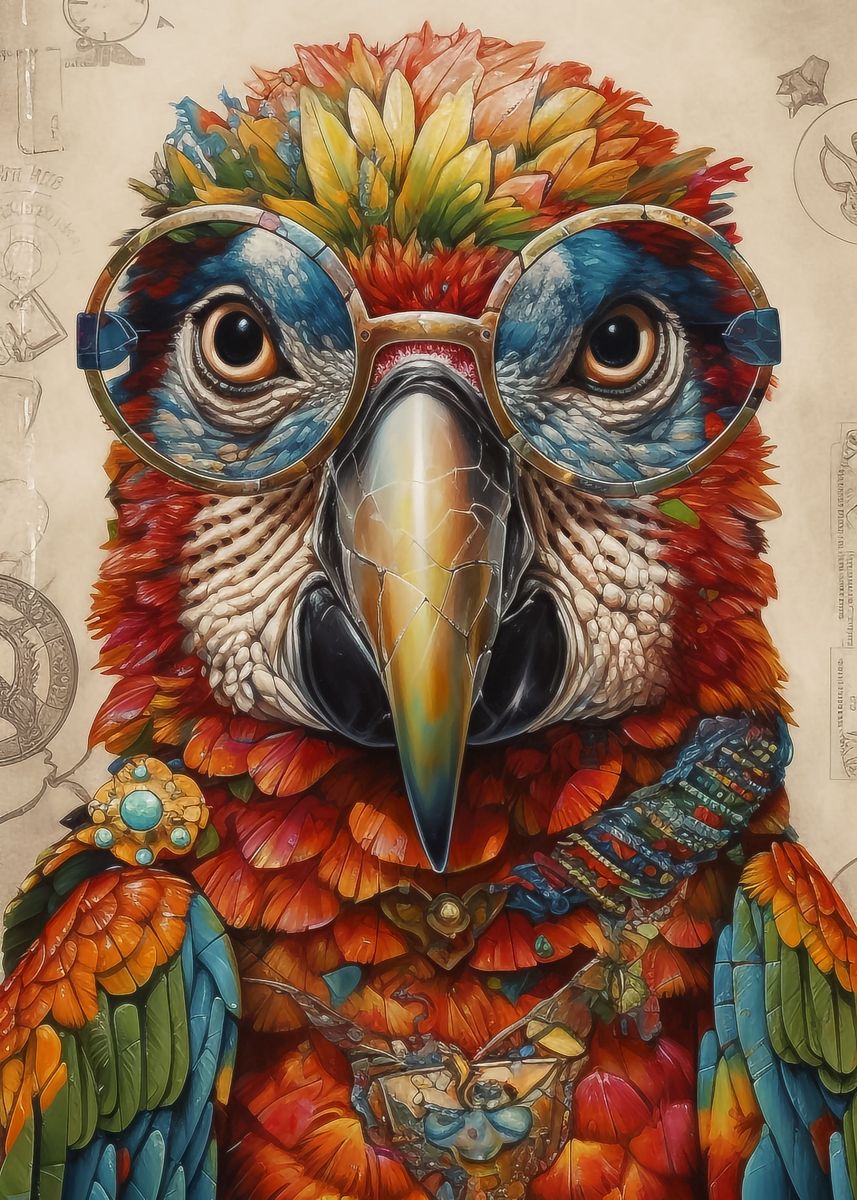 'Parrot with Glasses' Poster by the Moooh | Displate