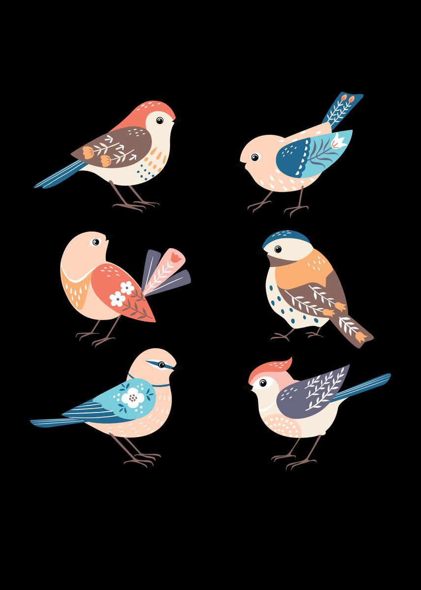 'Cute Birds Birdie Bird' Poster, picture, metal print, paint by Mooon ...
