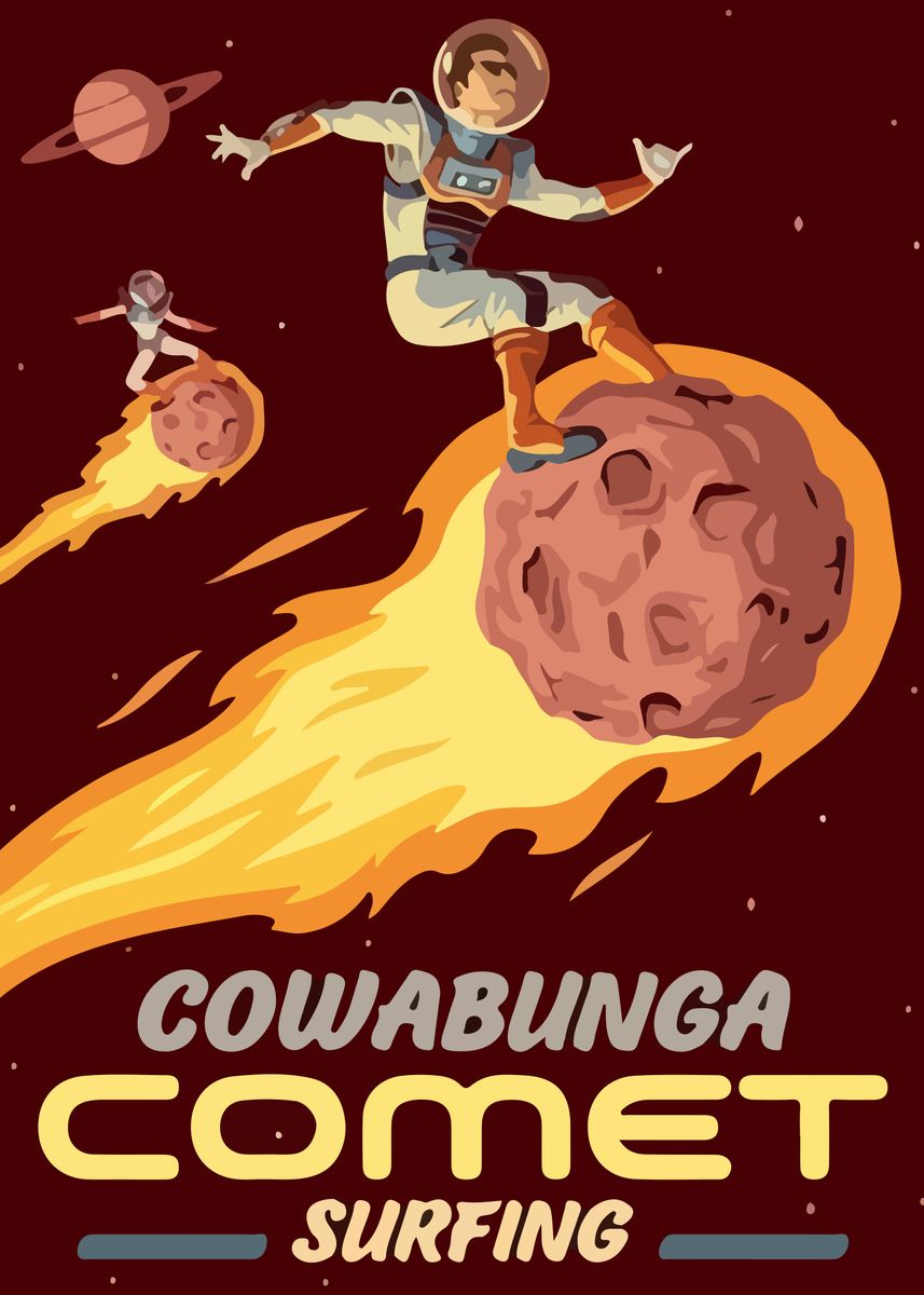 'retro comet' Poster, picture, metal print, paint by Addolf Binecklli | Displate