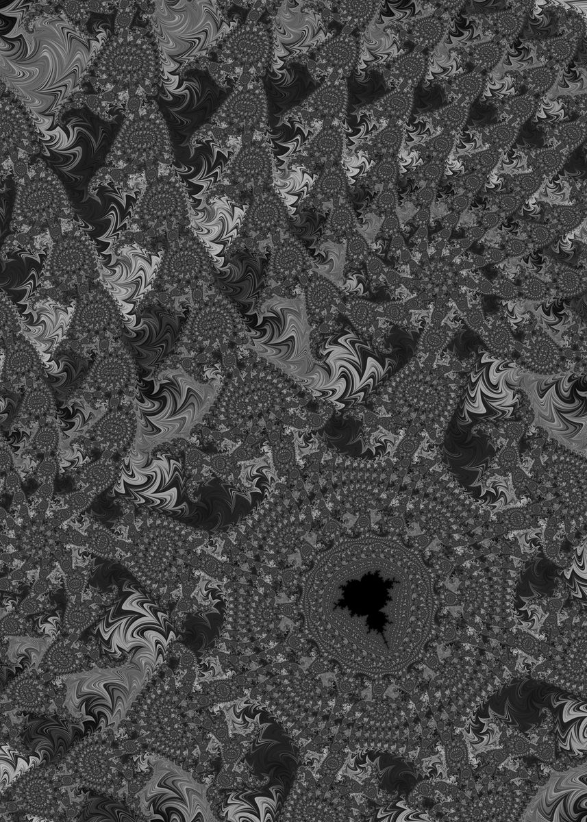 'Trippy Groovy Gray Fractal' Poster, picture, metal print, paint by ...