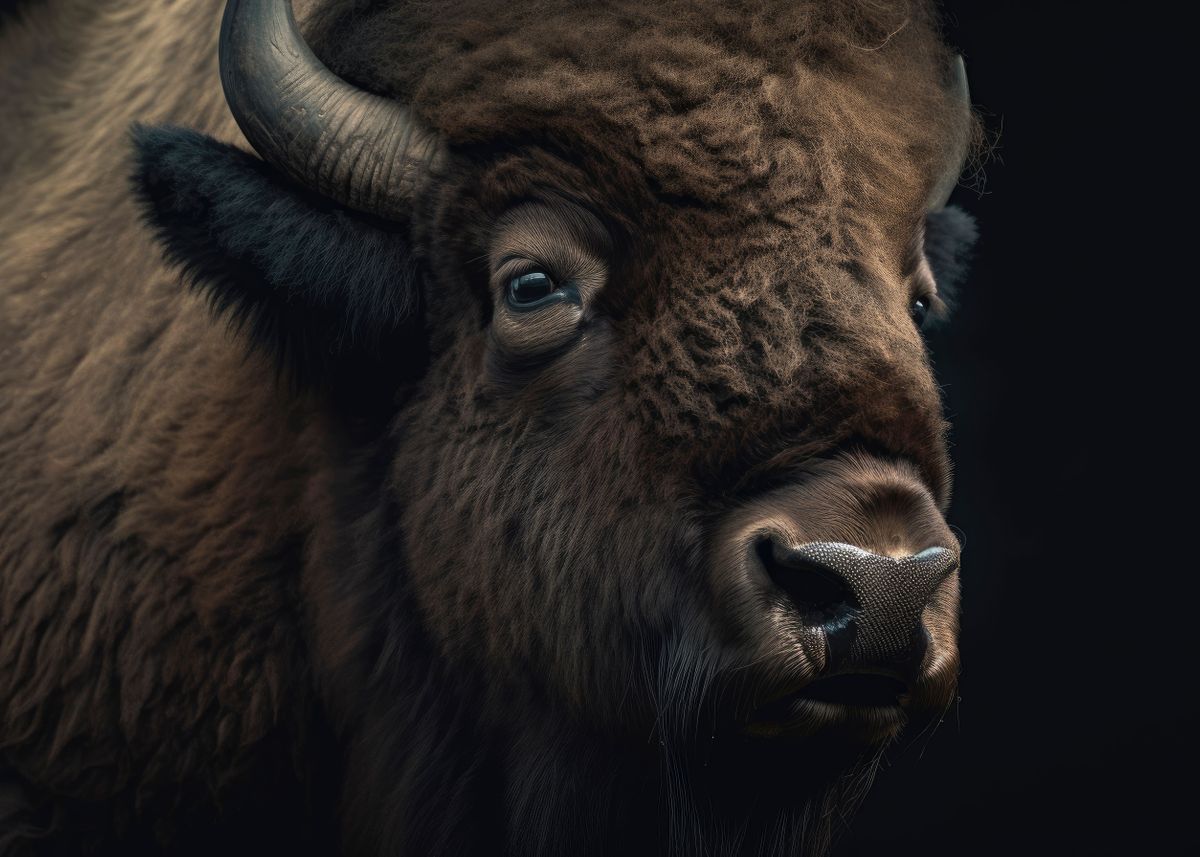 'Bison Portrait Dark' Poster by Steven Dijkshoorn | Displate