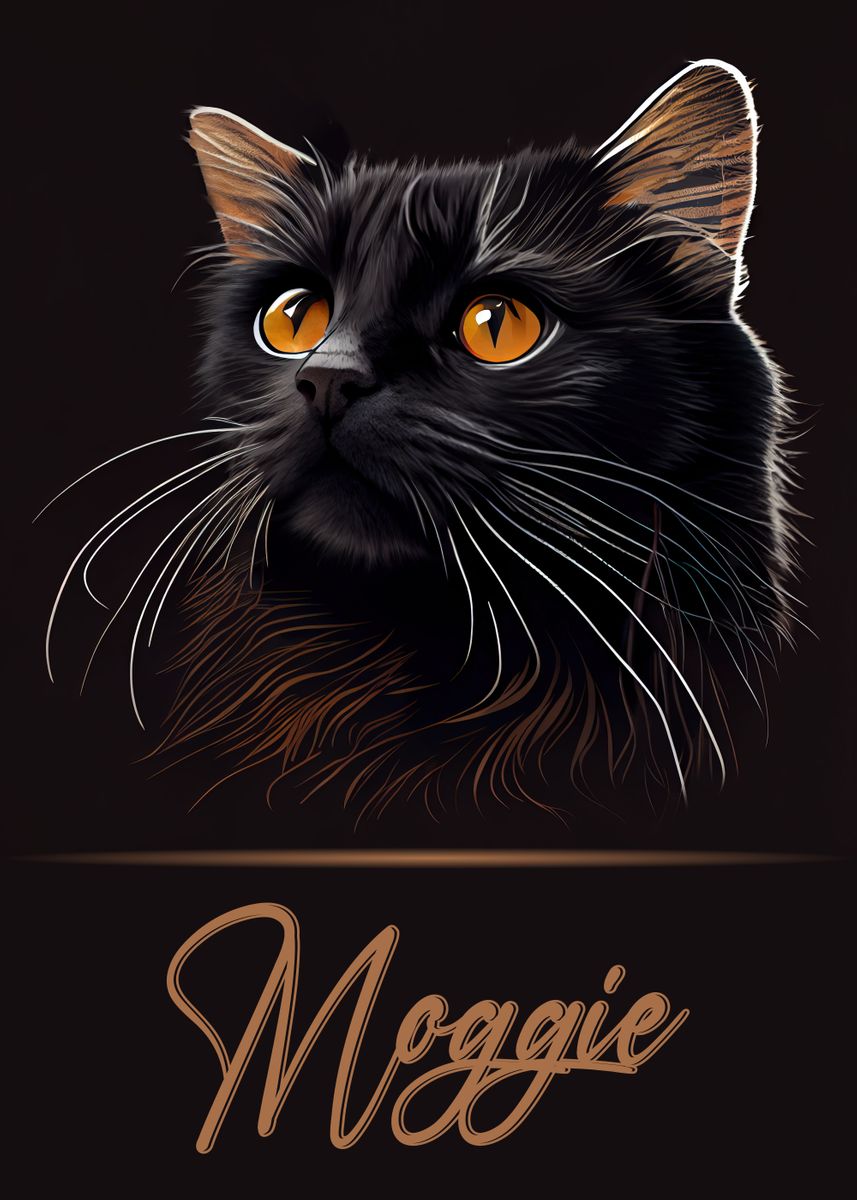 'Elegant Moggie' Poster, picture, metal print, paint by Artistic ...