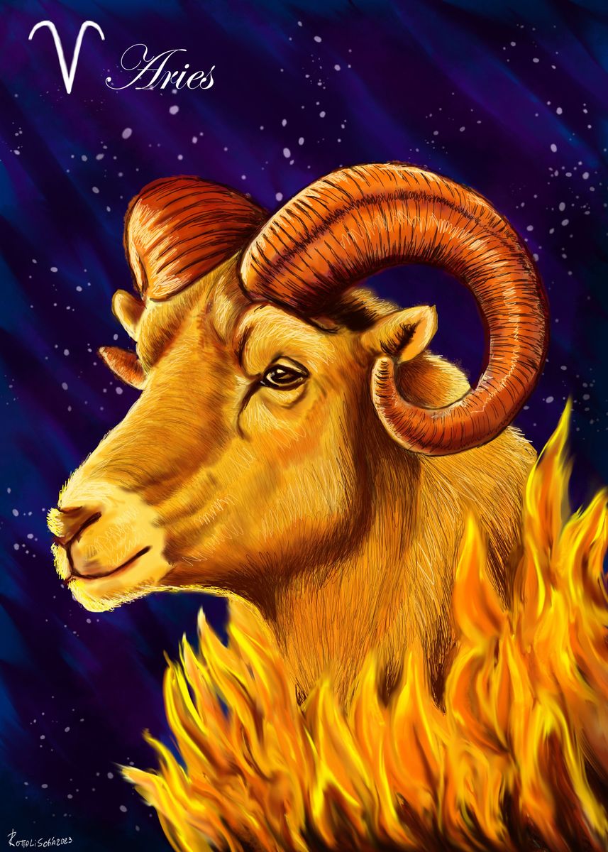 'Aries' Poster, picture, metal print, paint by Sofìa Rottoli | Displate