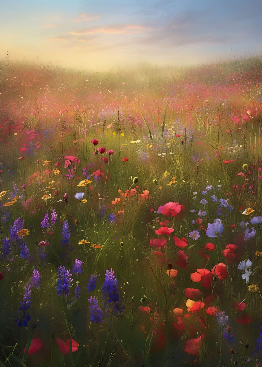 'Wildflower Field' Poster, picture, metal print, paint by Morphic ...