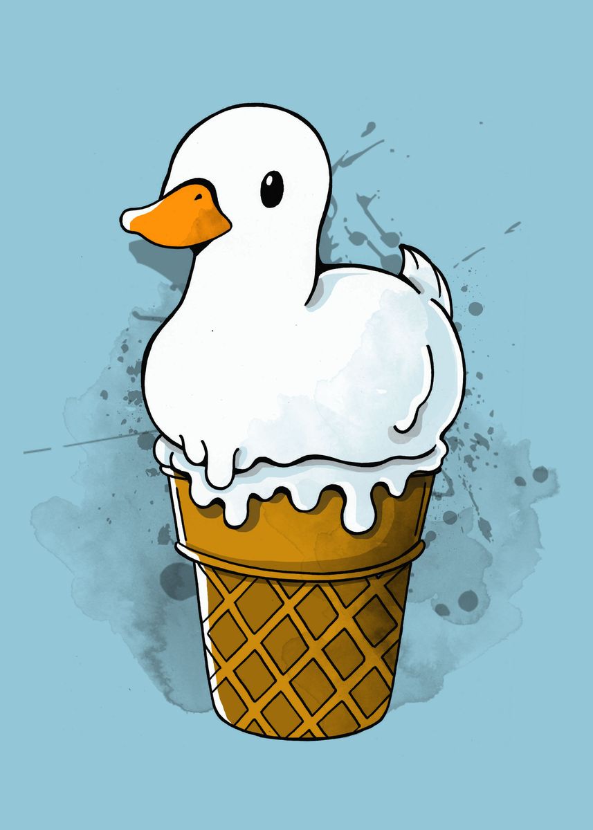 'Duck Ice Cream' Poster, picture, metal print, paint by Valentina ...
