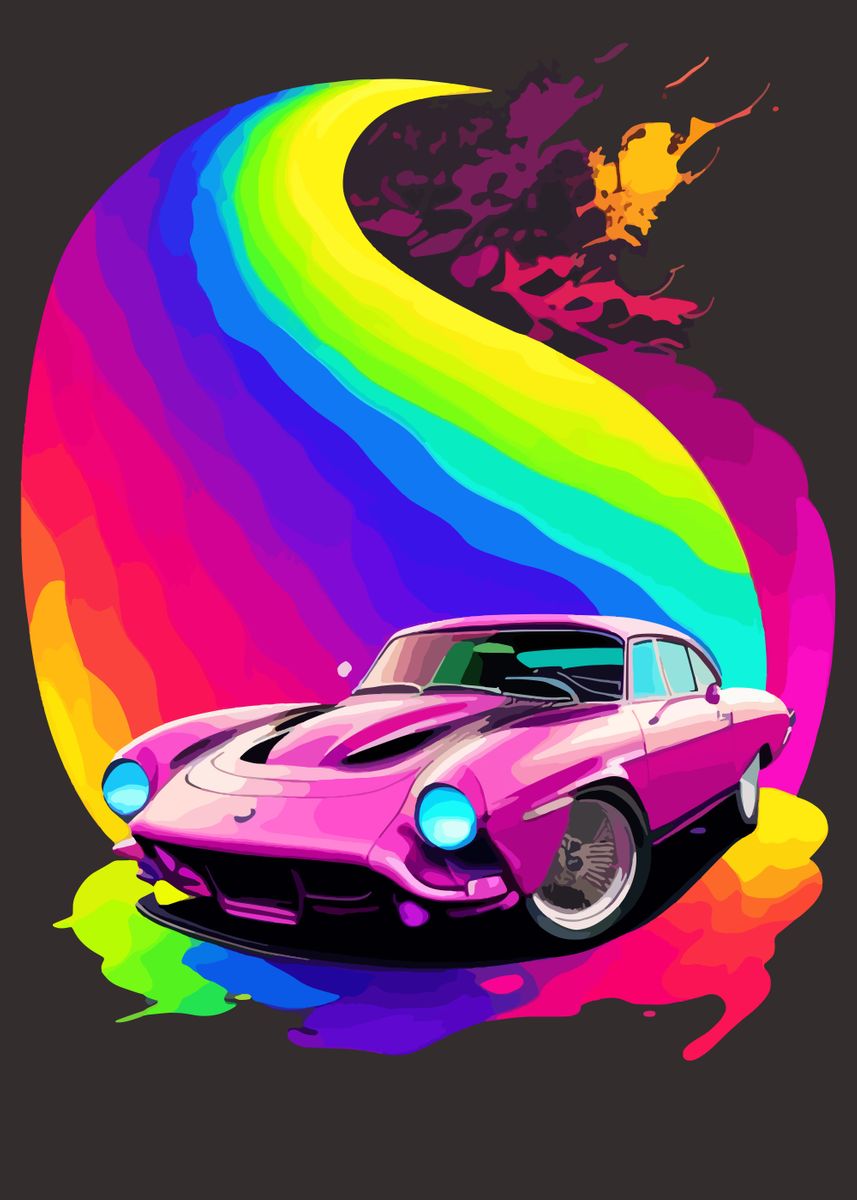 'Rainbow Car Classic' Poster, picture, metal print, paint by Arthur ...