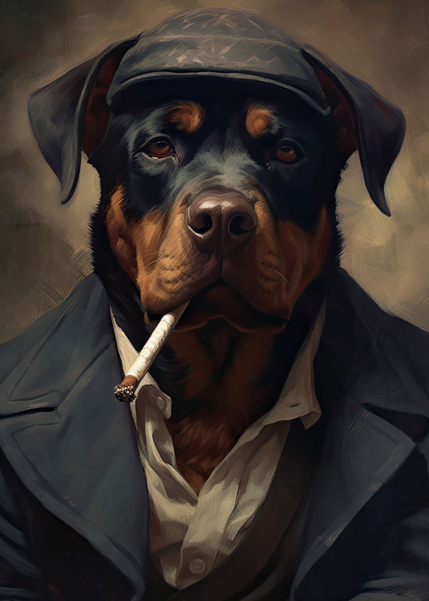 'Rottweiler The Gangster' Poster, picture, metal print, paint by PetPrints | Displate