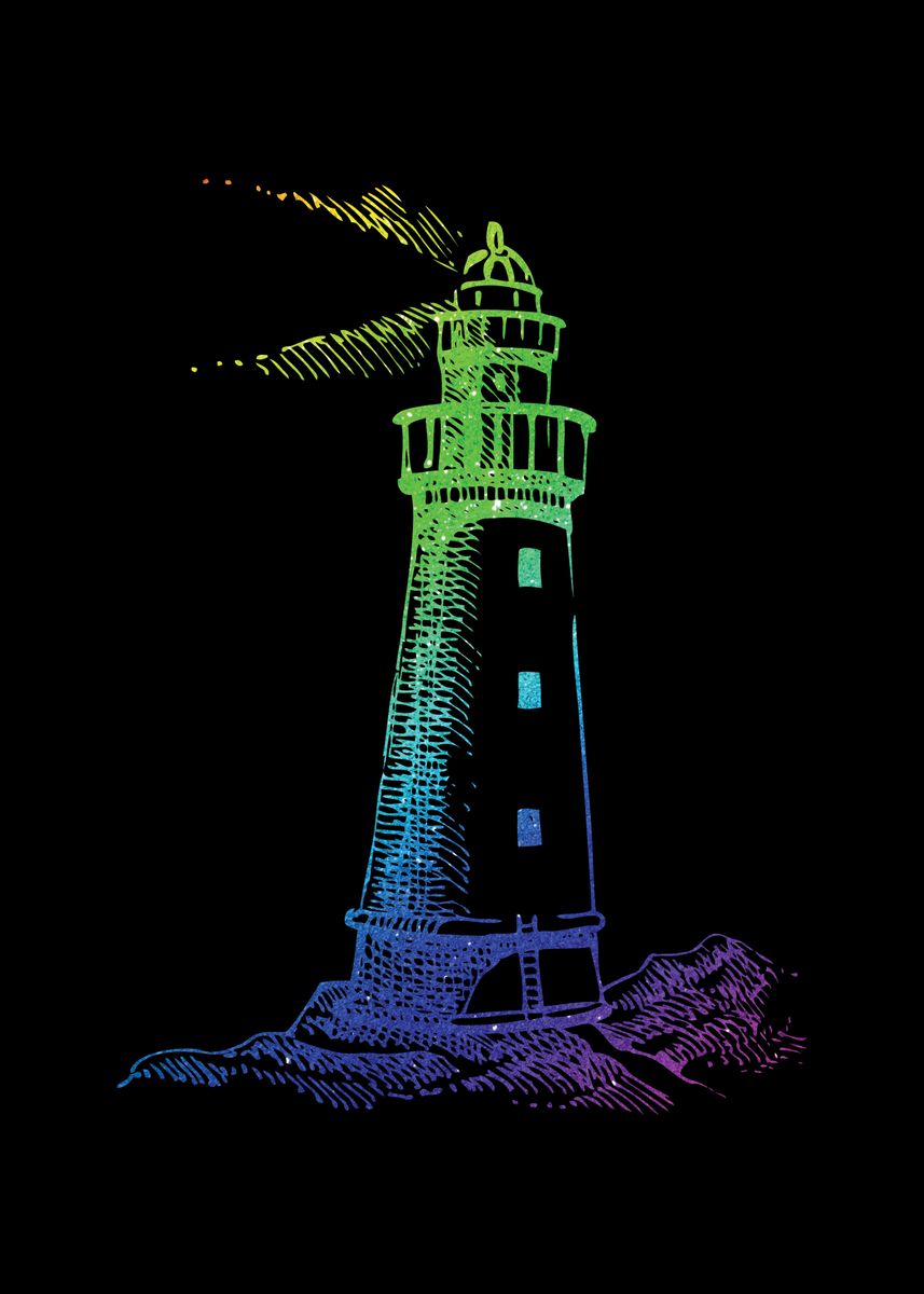 'Rainbow Lighthouse' Poster, picture, metal print, paint by Mooon ...