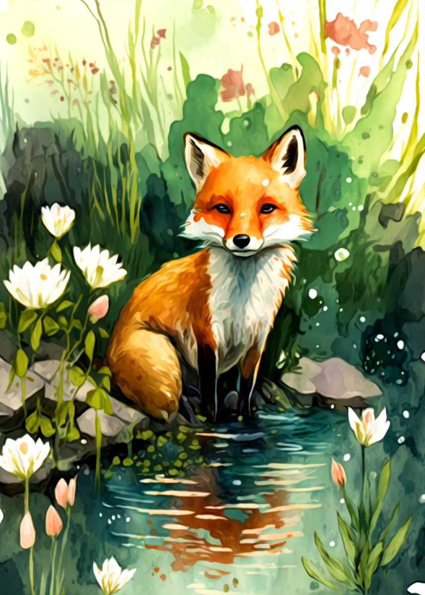 'Fox' Poster, picture, metal print, paint by set more | Displate