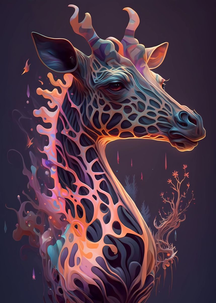 'Giraffe Illusion' Poster, picture, metal print, paint by Amalia Studio ...