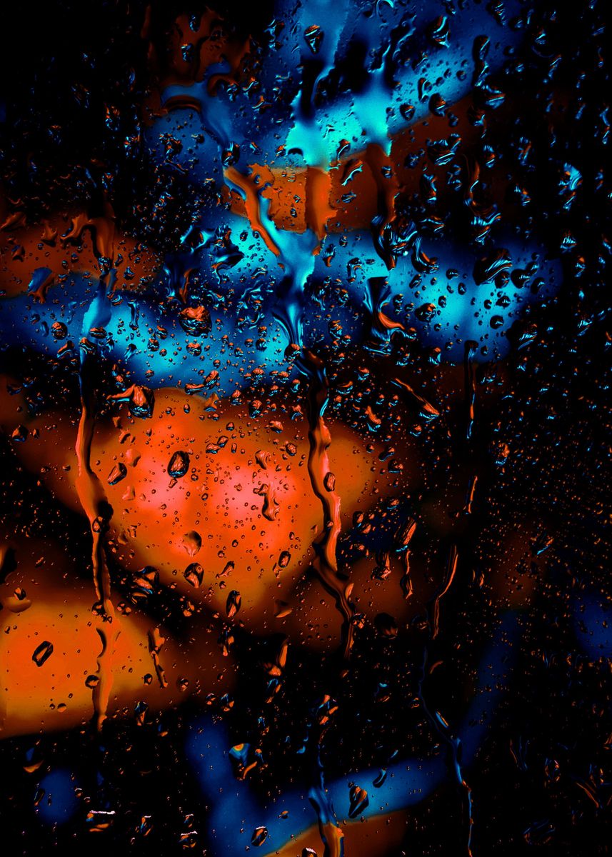 'Closeup raindrop lights' Poster by SALOX | Displate