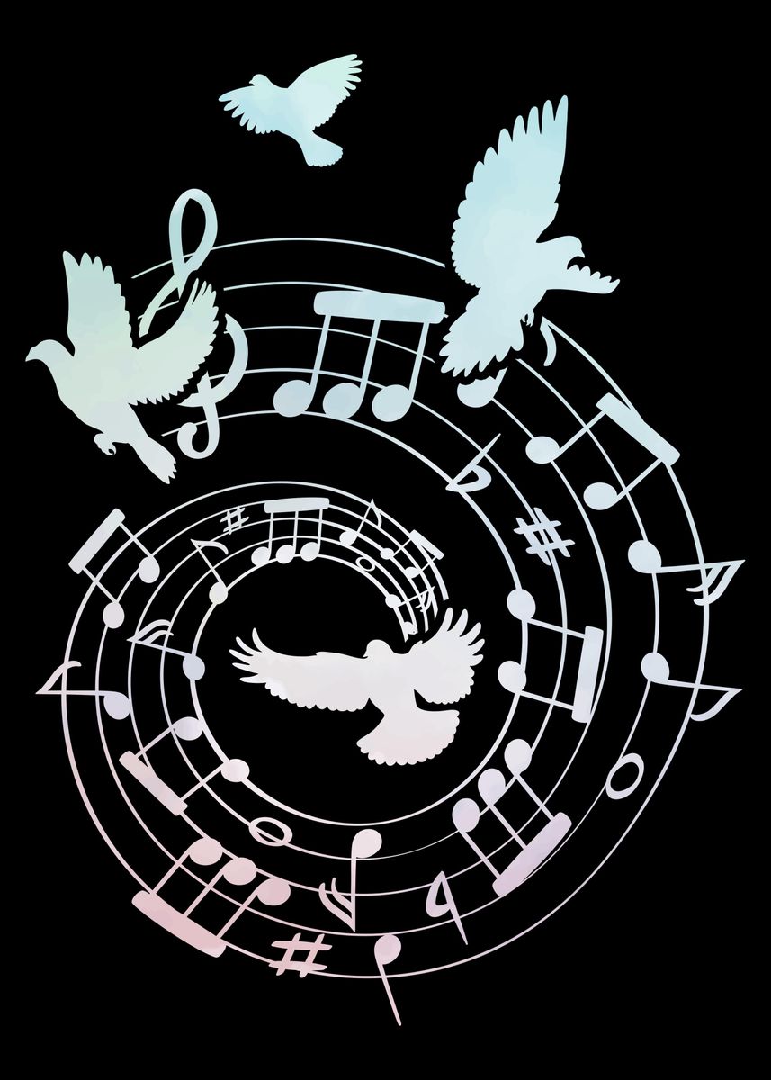 'Birds Musical Notes' Poster by professionaldesigns | Displate
