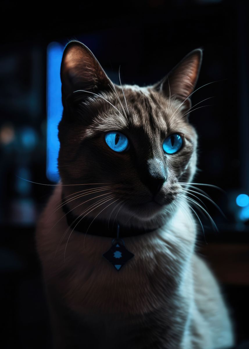 'Cat with Blue eyes' Poster by Mitoka | Displate