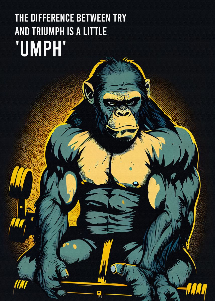 'Monkey Fitness Motivation' Poster, picture, metal print, paint by ...