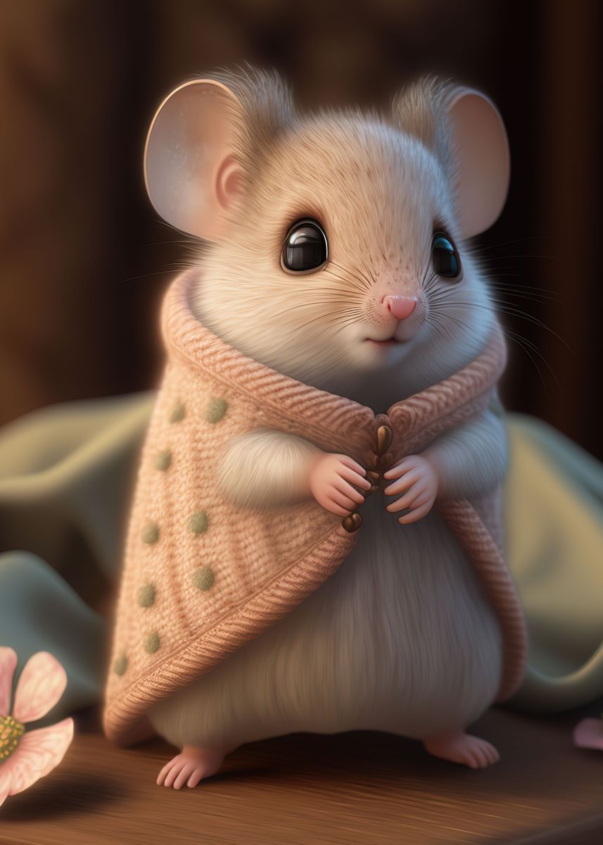 'cute mouse animal ' Poster, picture, metal print, paint by Eudora ...