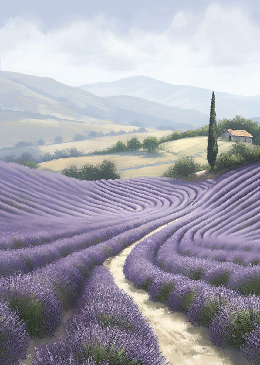 'Lavender Field' Poster, picture, metal print, paint by Morphic Prints ...