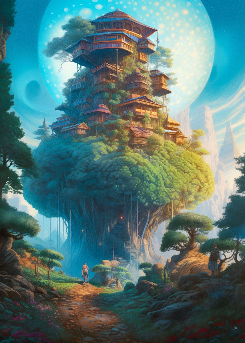 'Otherworldly palace' Poster, picture, metal print, paint by Muhammad Irsan | Displate