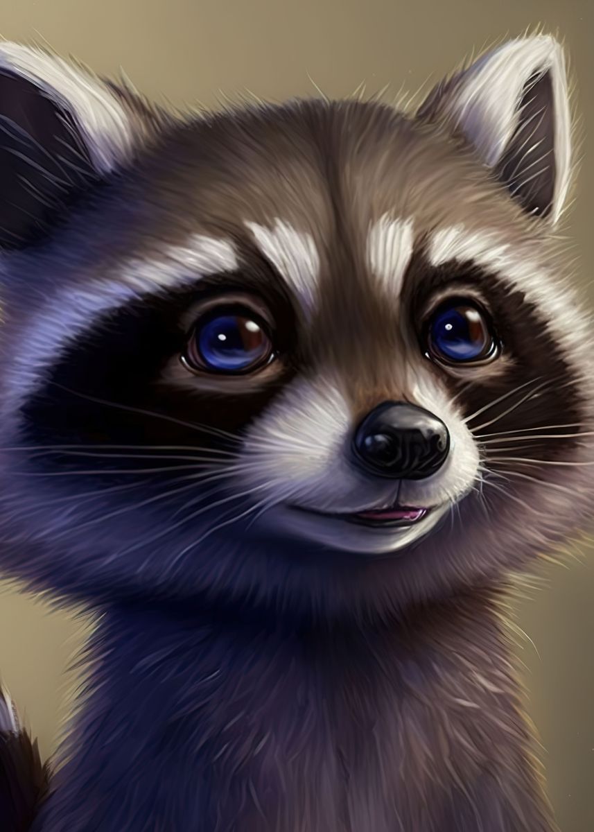 'cute raccoon ' Poster, picture, metal print, paint by DEMON SPACE ...