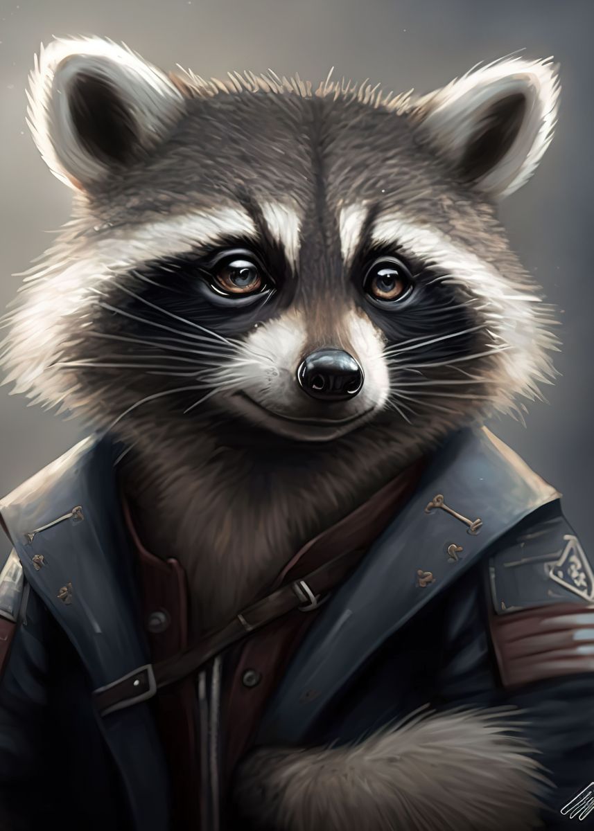 'cute raccoon' Poster, picture, metal print, paint by DEMON SPACE ...
