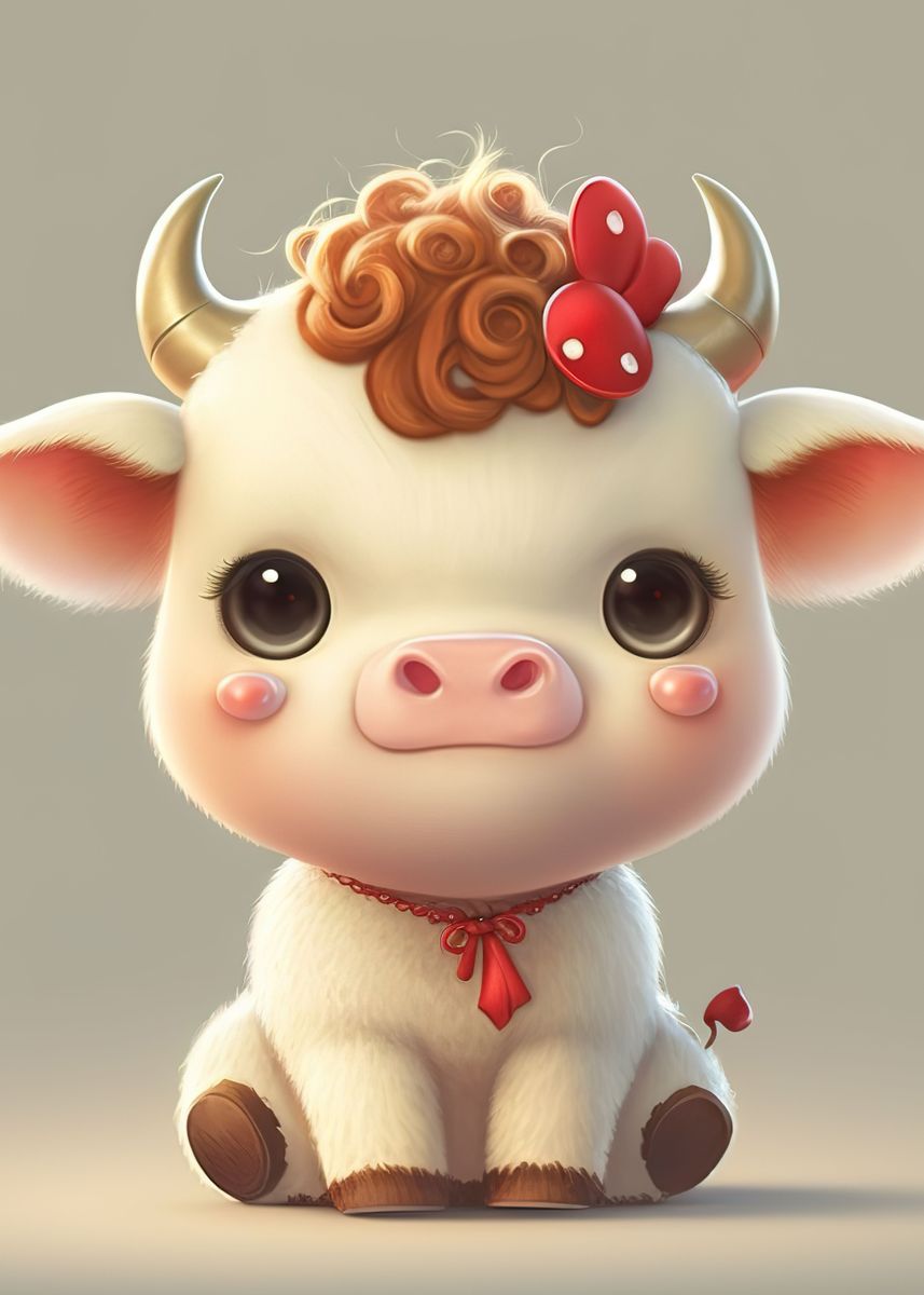 'cute bull' Poster, picture, metal print, paint by Jena | Displate