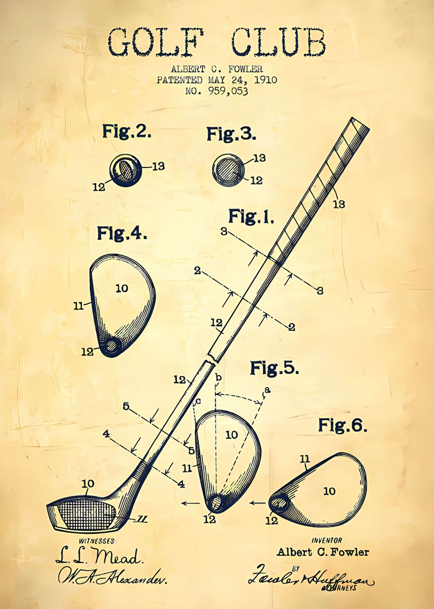 'Golf Club' Poster, picture, metal print, paint by Sky Creative | Displate