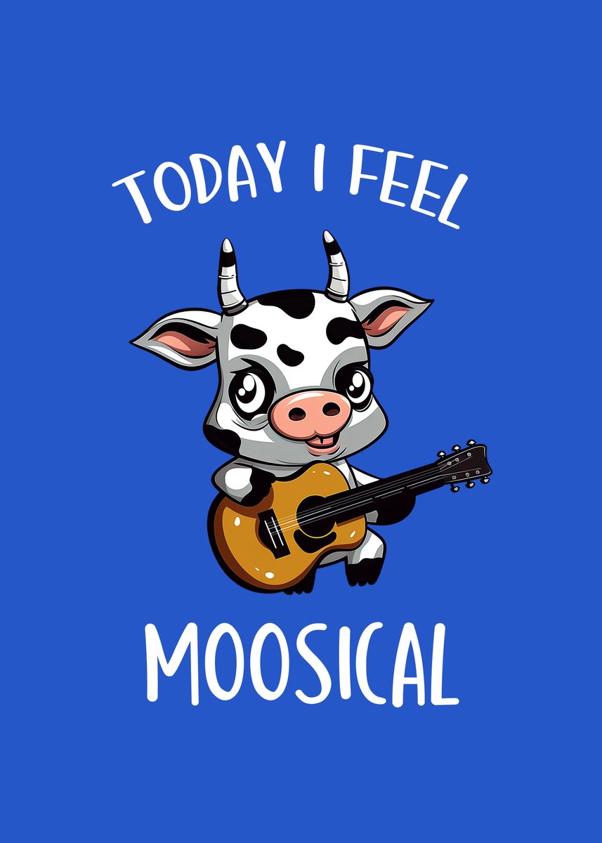 'Moosical Cow Funny Music' Poster by Foxxy Merch | Displate