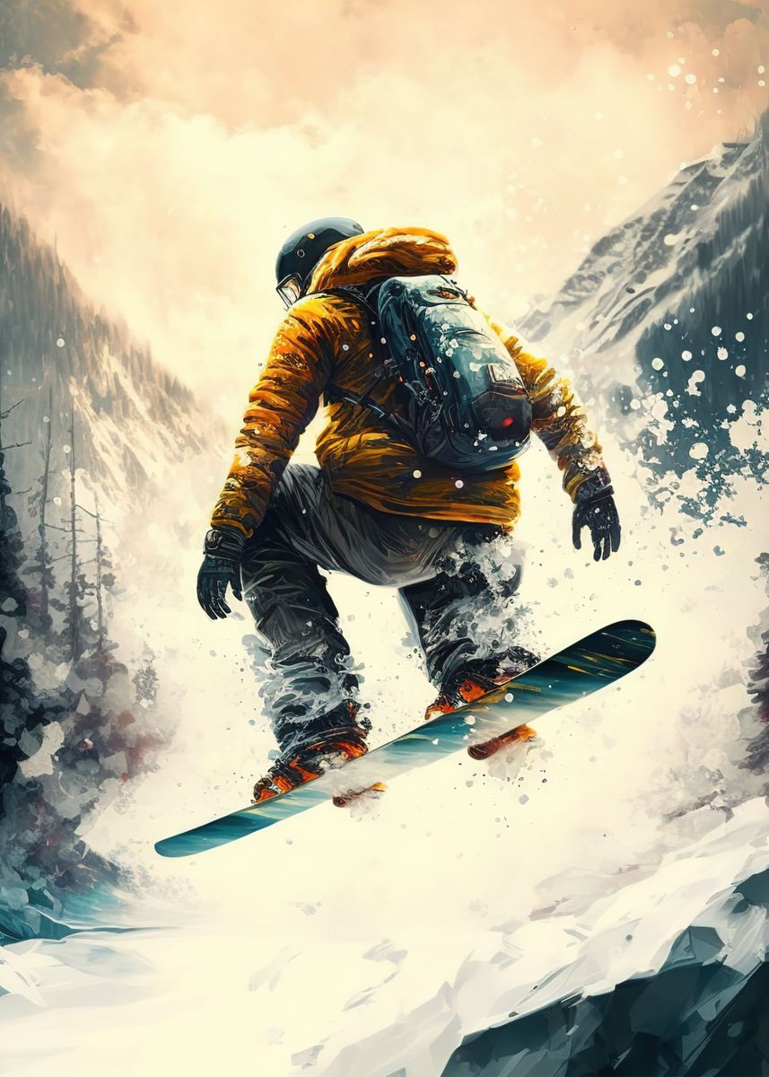 'Snowboard' Poster, picture, metal print, paint by Anime Manga | Displate