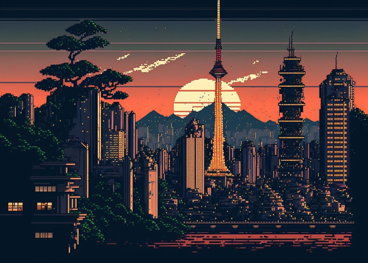 'Tokyo City Japan by Sunset' Poster by Max Ronn | Displate