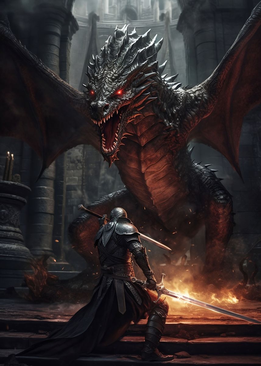 'Dragon Dungeon Boss' Poster, picture, metal print, paint by Pixaverse ...