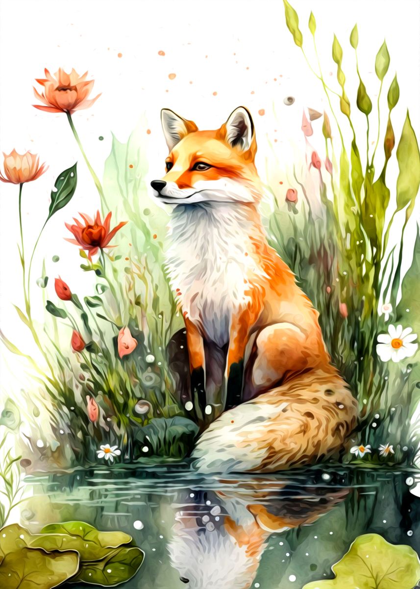 'Fox' Poster, picture, metal print, paint by set more | Displate